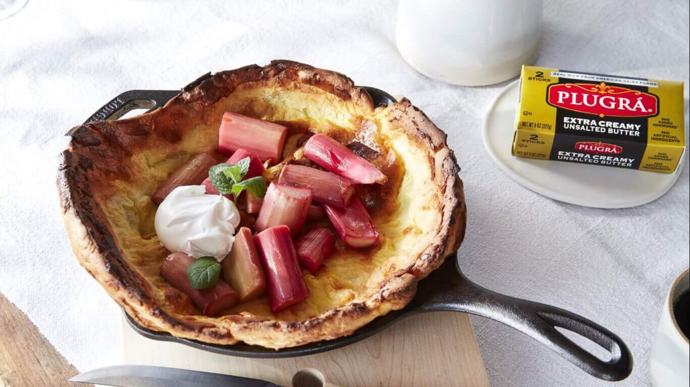 Plugrà - Dutch Baby with Gingered Roasted Rhubarb